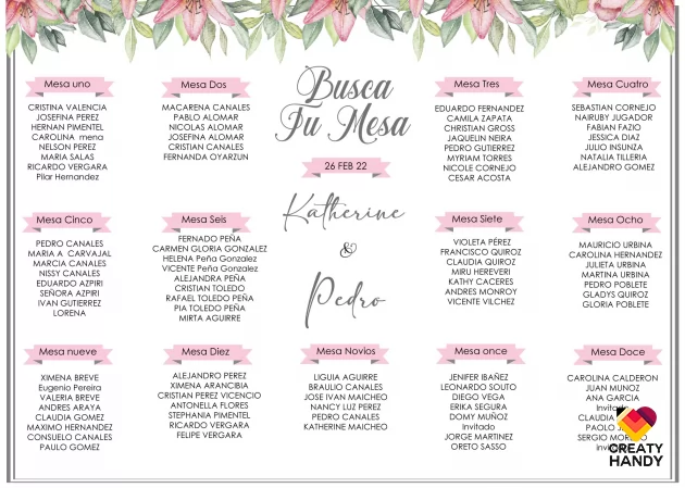 Creaty Handy - Taller Gráfico | Invitaciones | Distribucion De Mesas ...