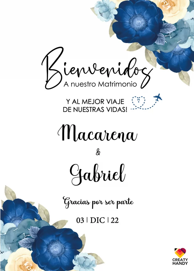 Creaty Handy - Taller Gráfico | Invitaciones | Bienvenida | Azul Rey